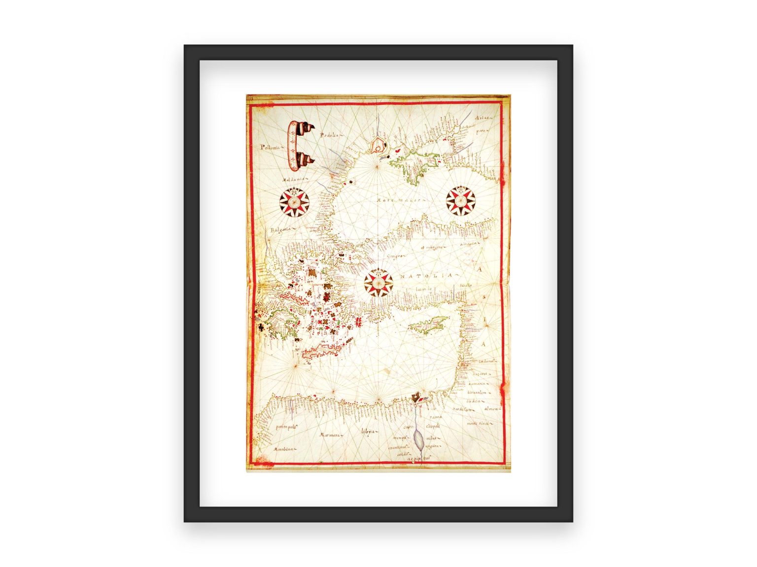 16th Century Mediterranean and Black Sea Nautical Map – Historic ...